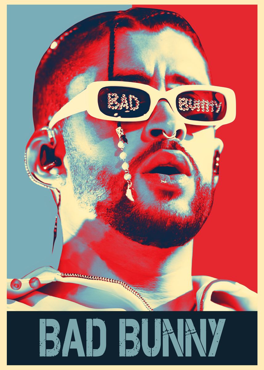'Bad Bunny Poster' Poster, picture, metal print, paint by CLOVE STUDIO ...