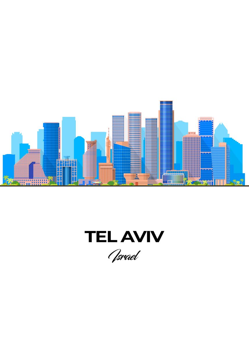 'Tel Aviv Skyline' Poster, picture, metal print, paint by Conceptual ...