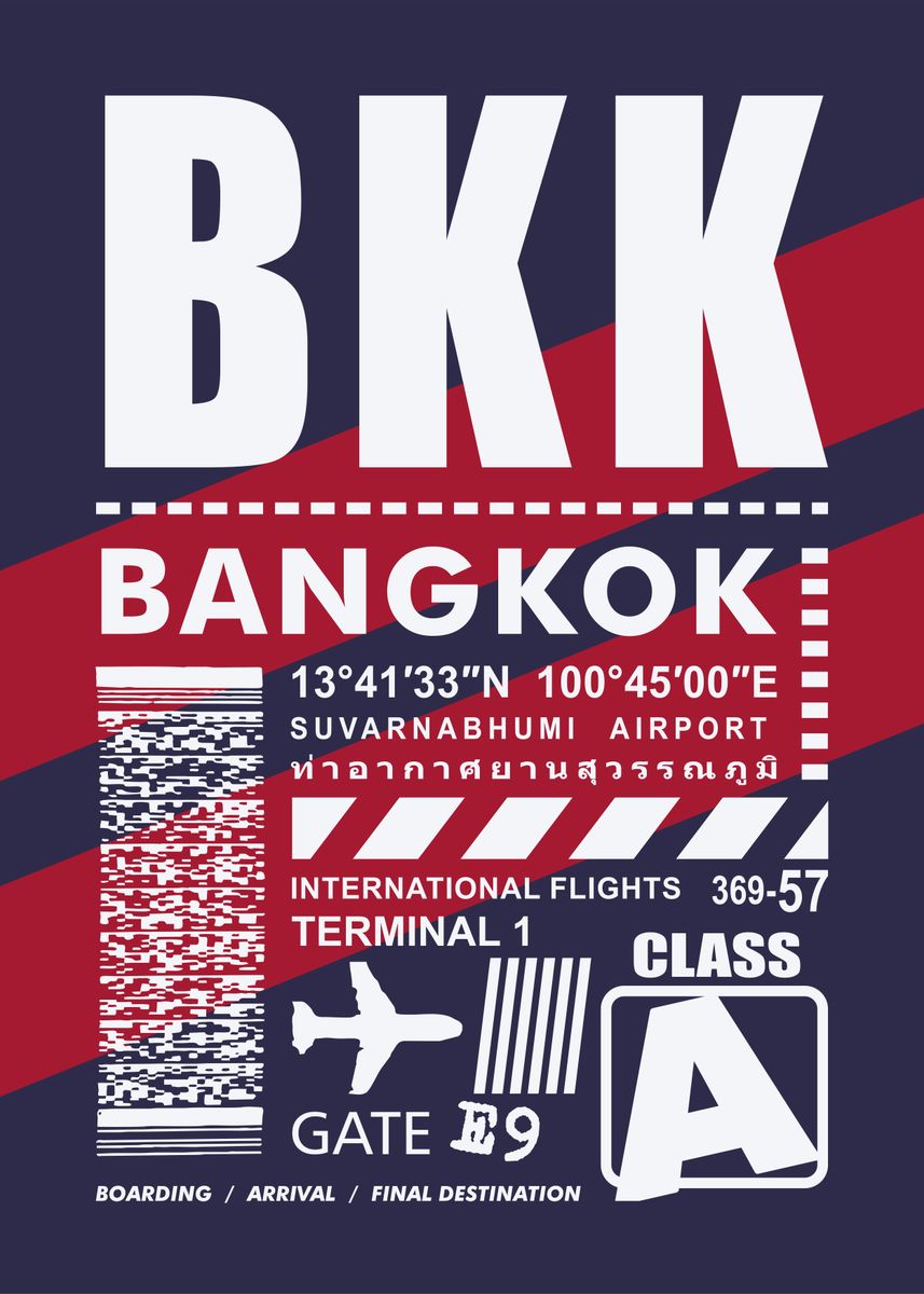 'BKK Bangkok Airport' Poster, picture, metal print, paint by ALMA ...