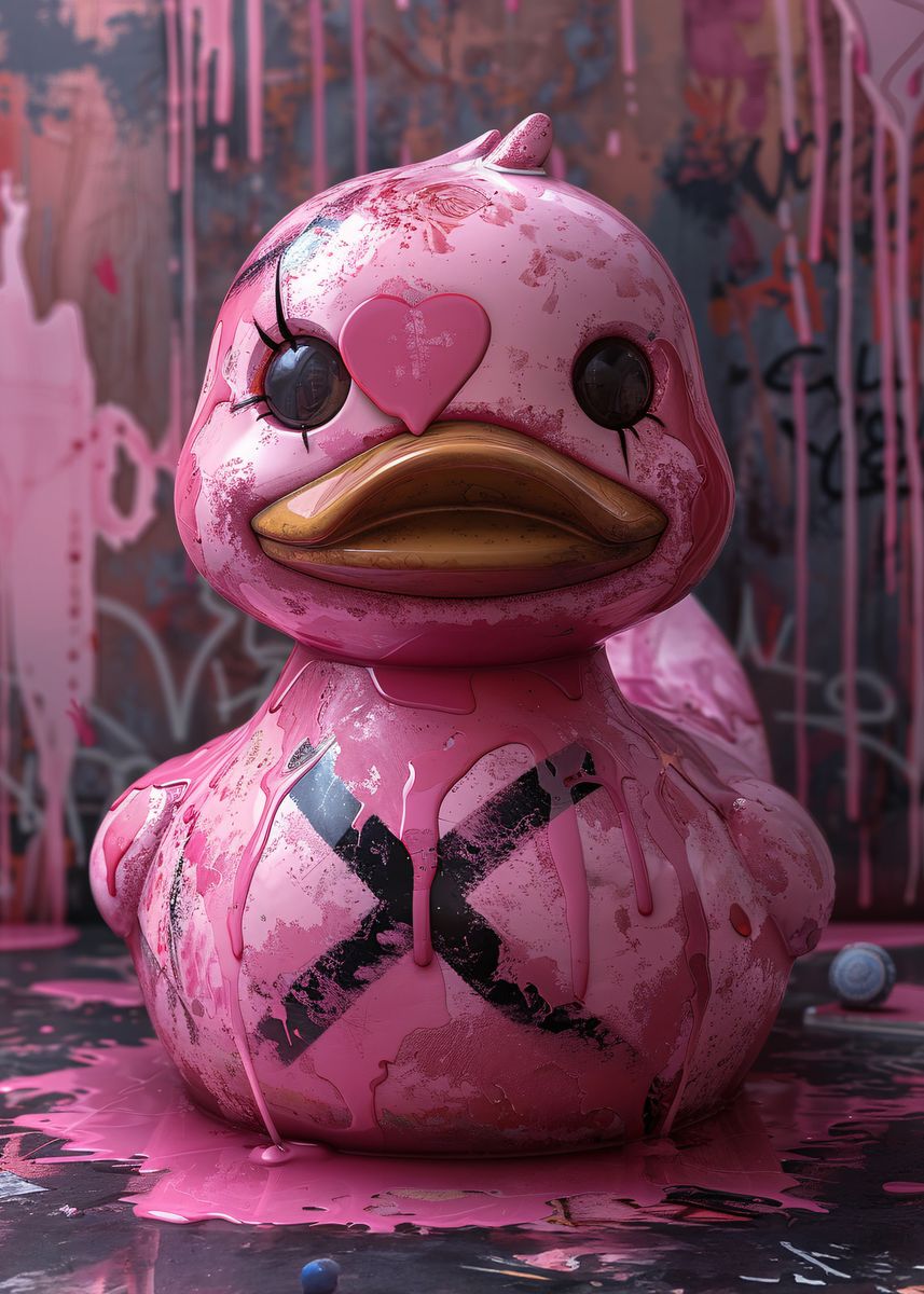 'Pink Rubber Duck Graffiti' Poster, picture, metal print, paint by ...