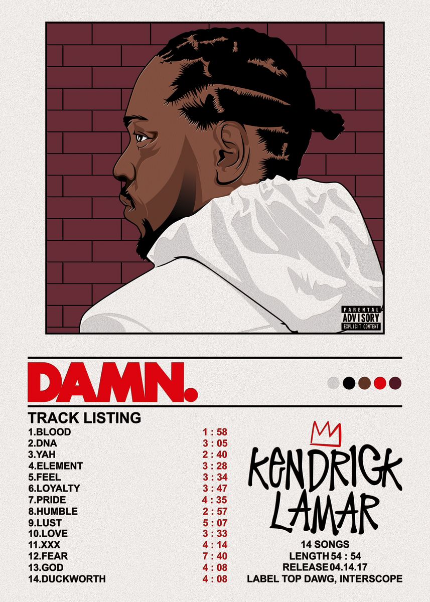 'Kendrick Lamar DAMN. Album' Poster, picture, metal print, paint by ...