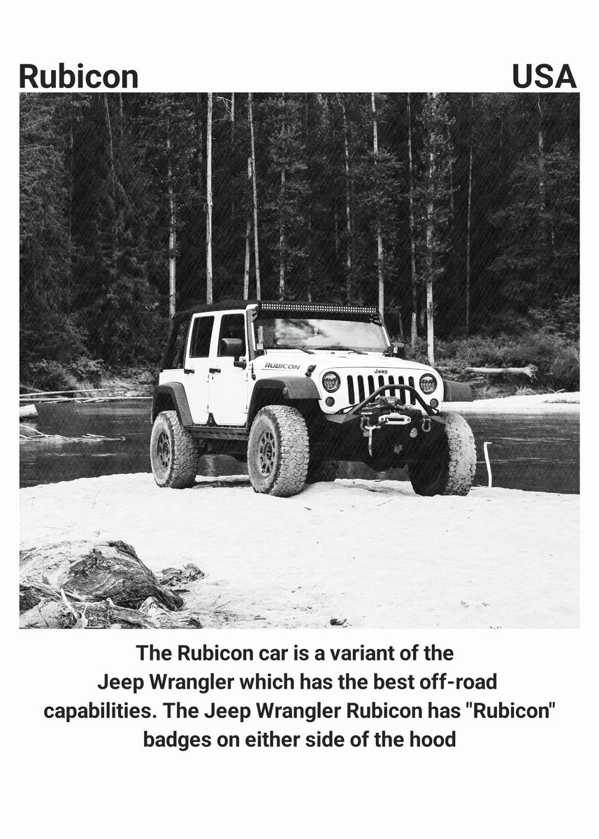 'Jeep Wrangler Rubicon' Poster, picture, metal print, paint by Brexmore ...