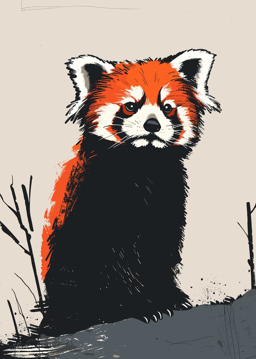 'Endangered Animals: The Sad Red Panda' Poster, picture, metal print ...