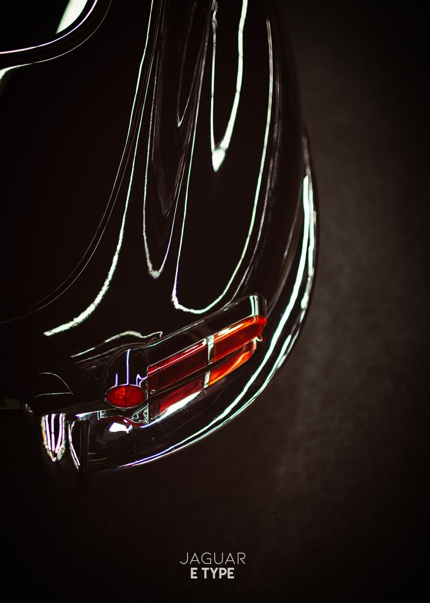 'Jaguar E-Type Rear View' Poster, picture, metal print, paint by Mehdi ...