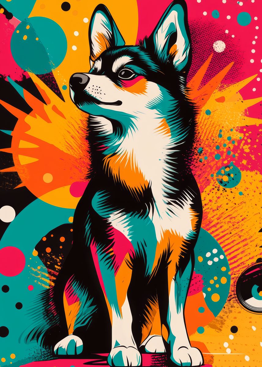 'Vibrant Husky Pop Art | Striking Modern Dog Print | Colorful Dog ...