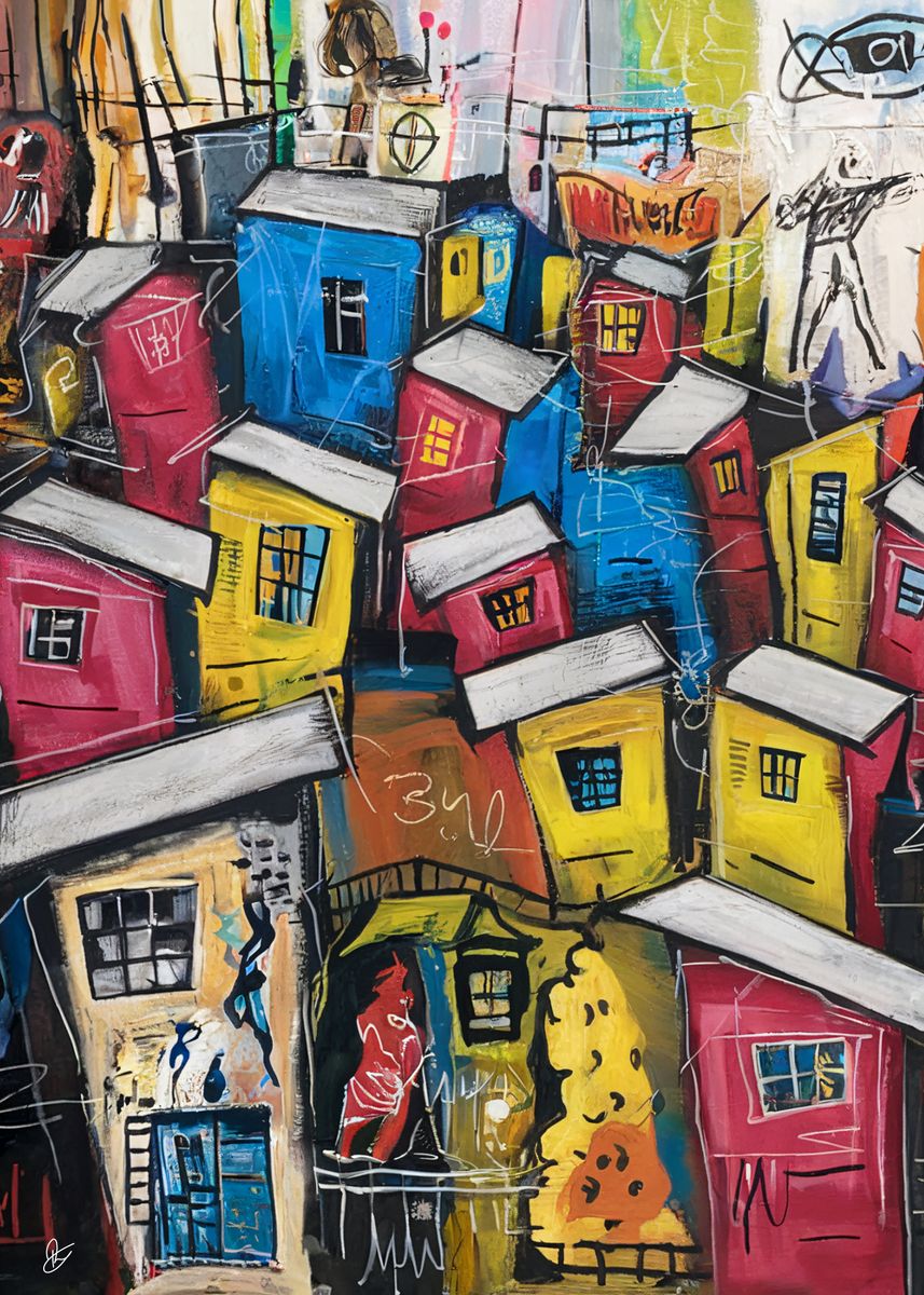 'Abstract Cityscape Painting' Poster, picture, metal print, paint by ...