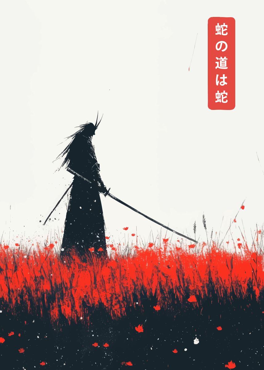 'Samurai in Red Field' Poster, picture, metal print, paint by njib10 ...