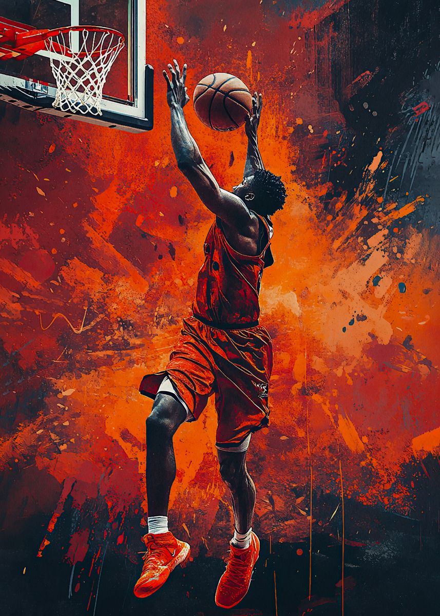 'Basketball Dunk Artwork' Poster, picture, metal print, paint by ...