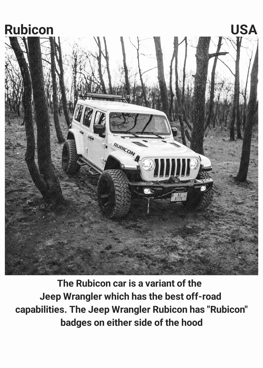 'Jeep Wrangler Rubicon' Poster, picture, metal print, paint by Brexmore ...