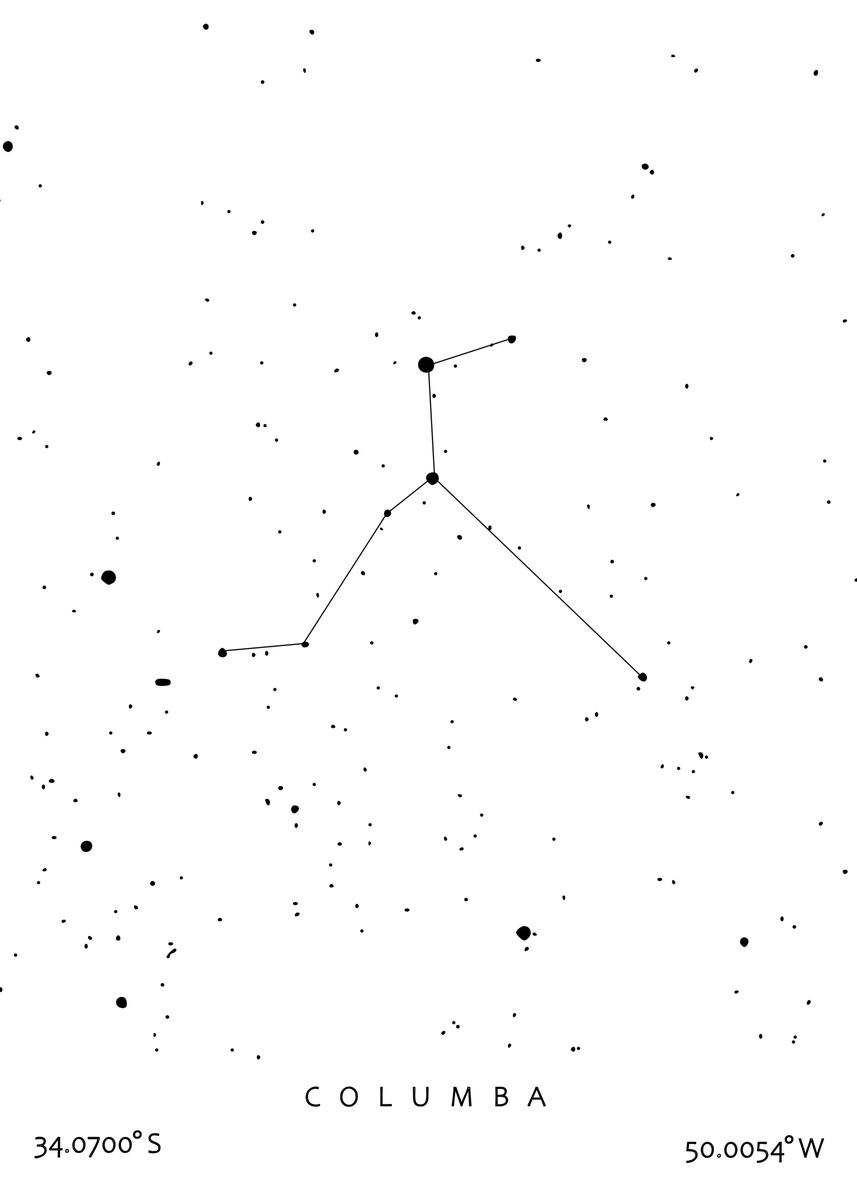 'Columba Constellation Chart' Poster, picture, metal print, paint by ...