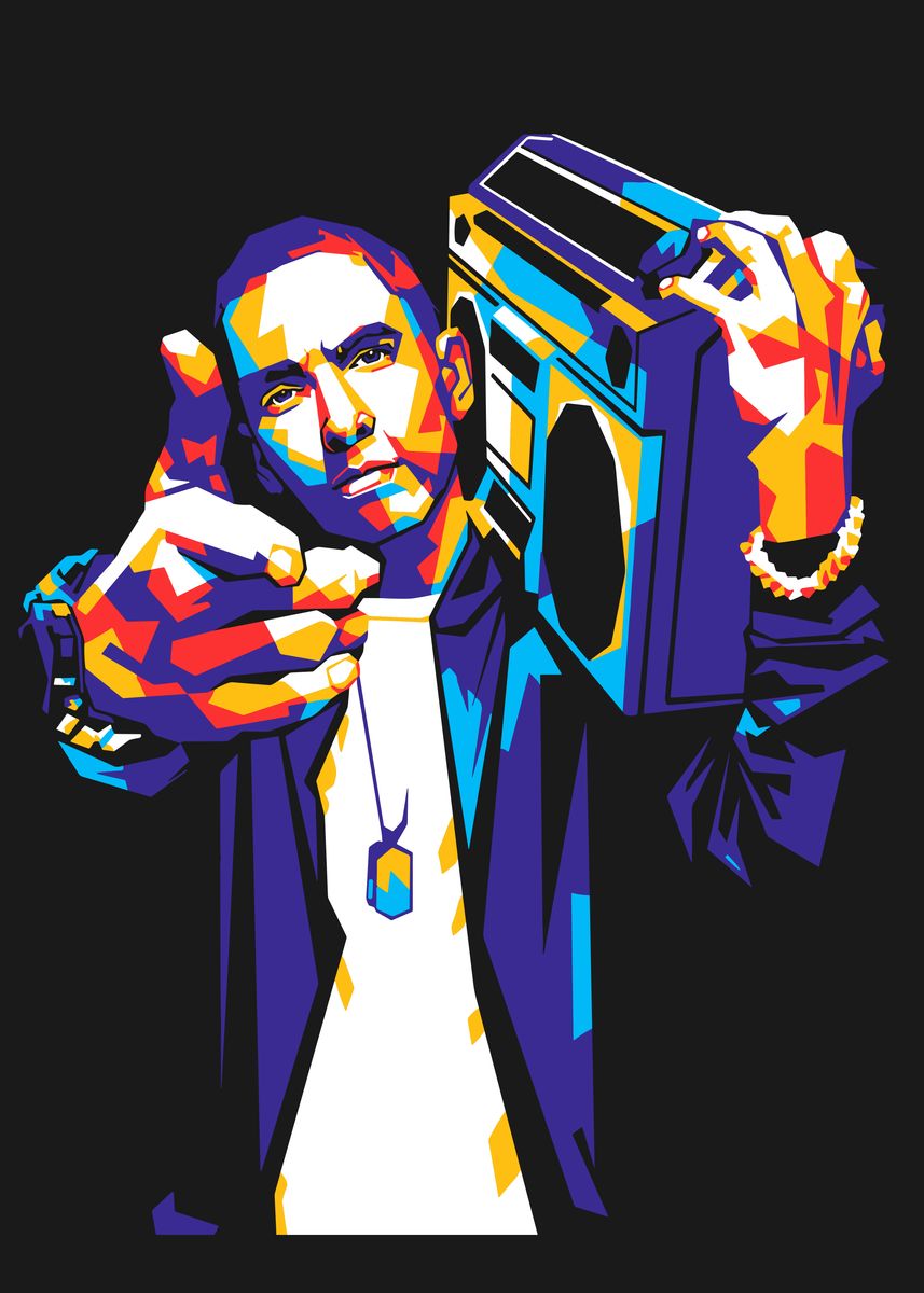 'Eminem Pop Art Portrait wpap' Poster, picture, metal print, paint by ...