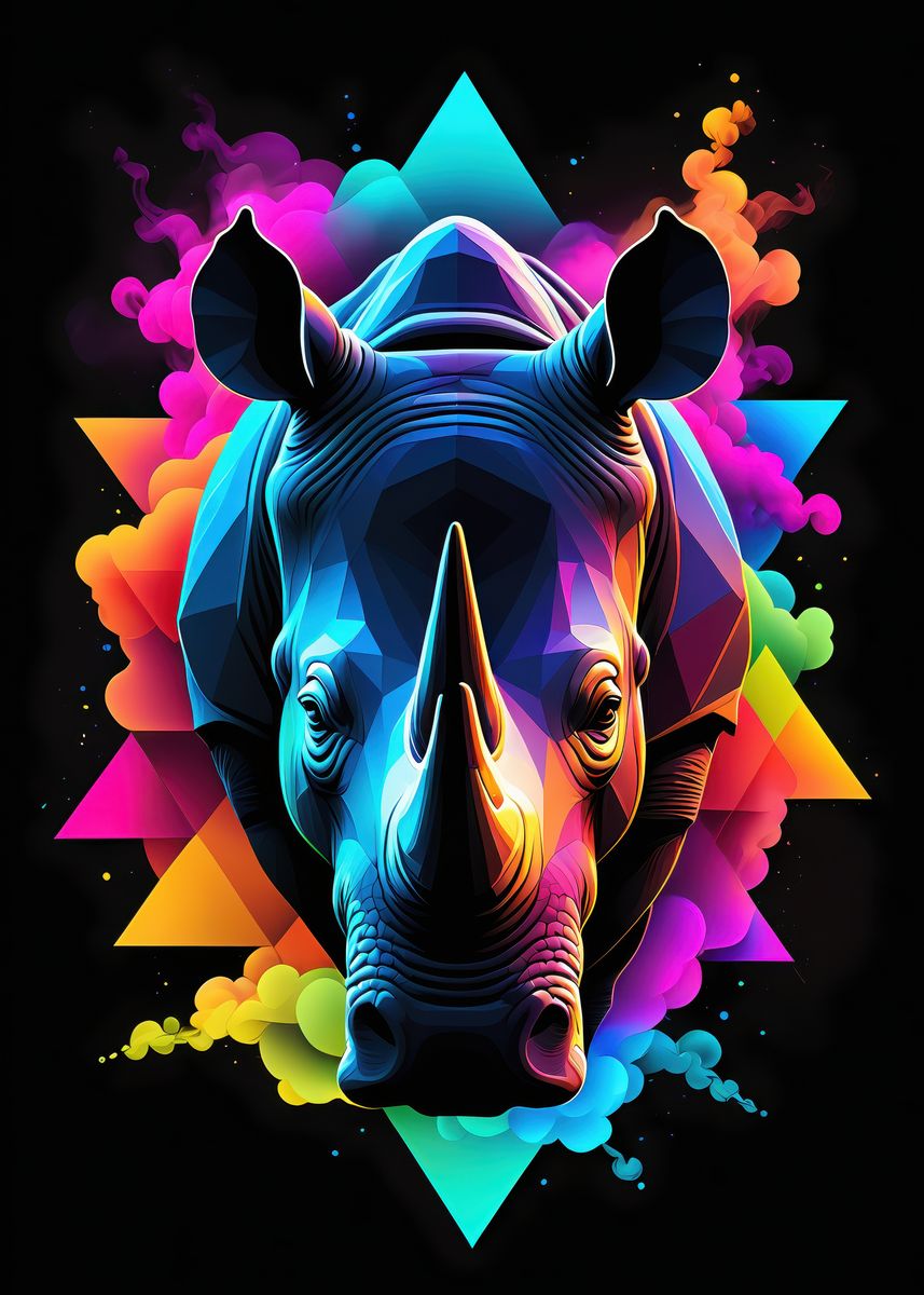 'Rhino Geometric Art' Poster, picture, metal print, paint by ...