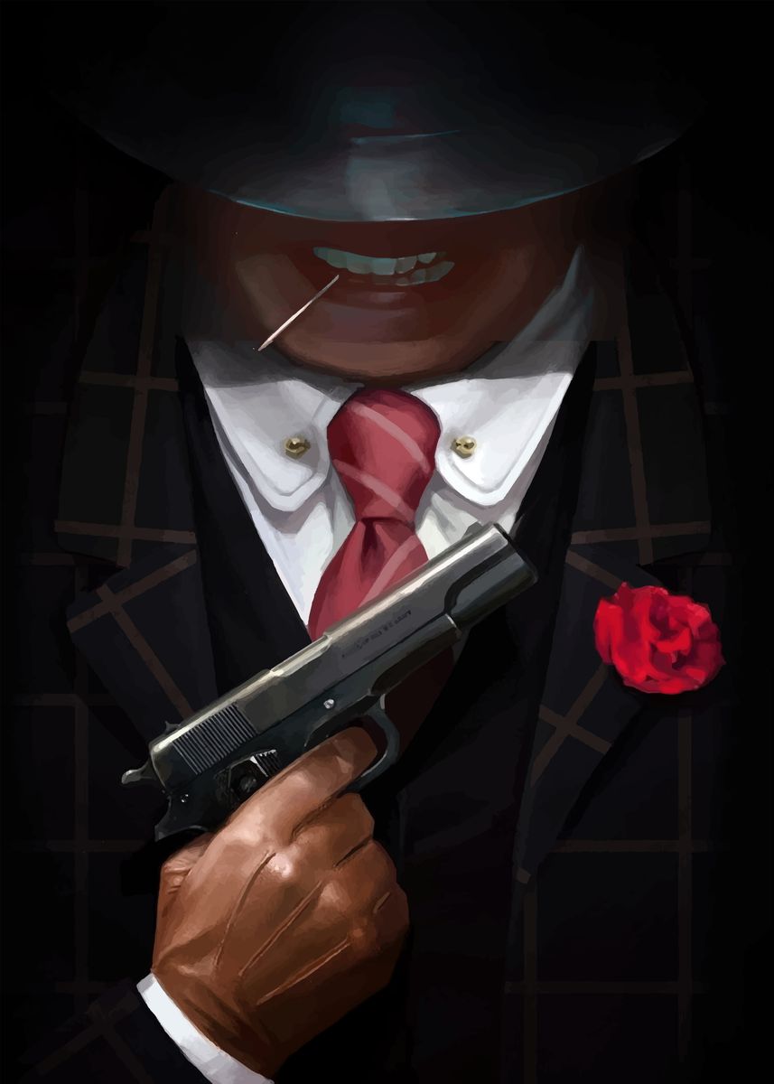 'Gangster with Gun' Poster, picture, metal print, paint by cah kuno ...