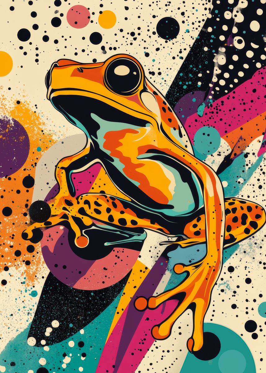'Playful Frog Pop Art Print | Colorful Nature Décor, Animal Lover Gift ...