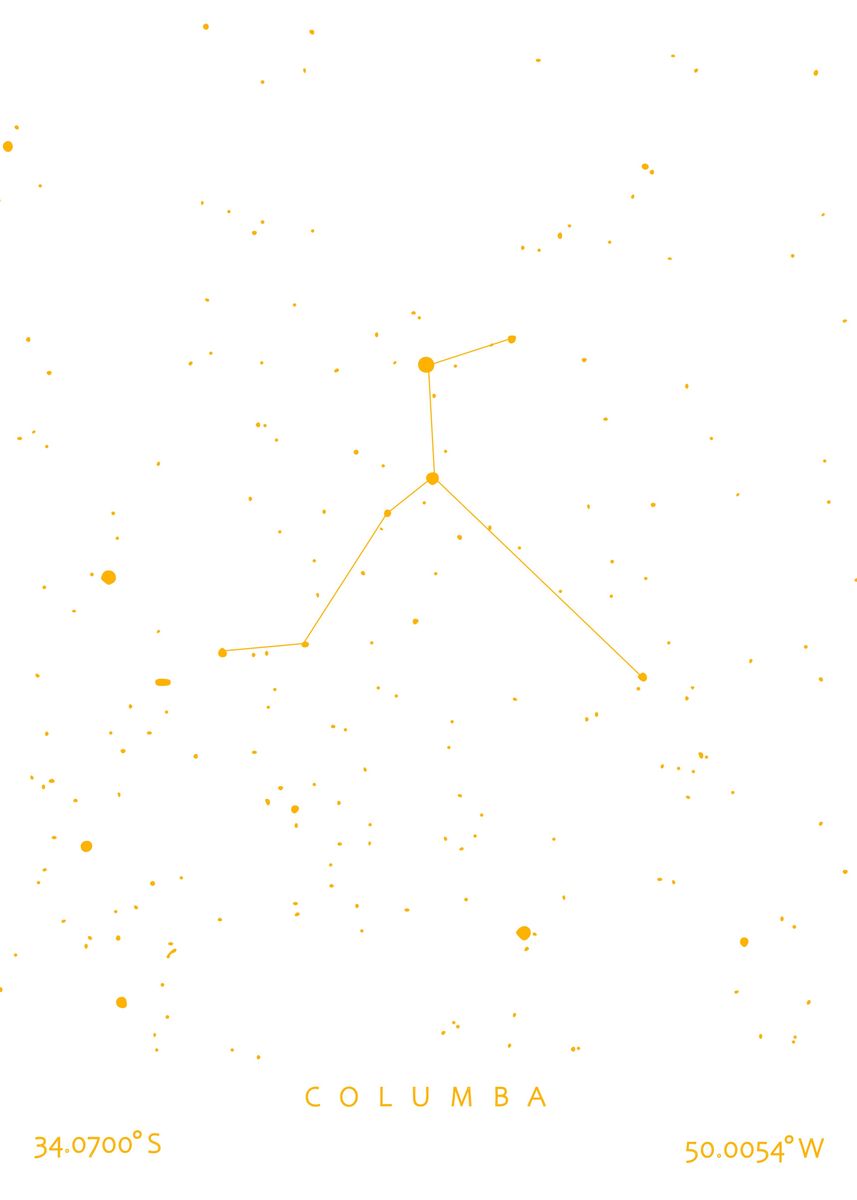 'Columba Constellation golden theme' Poster, picture, metal print ...