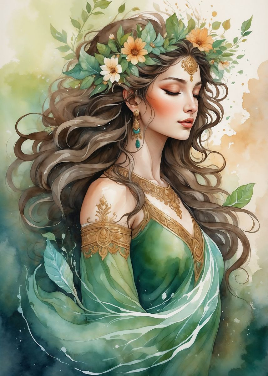 'Watercolor Forest Nymph' Poster, picture, metal print, paint by Noomy ...