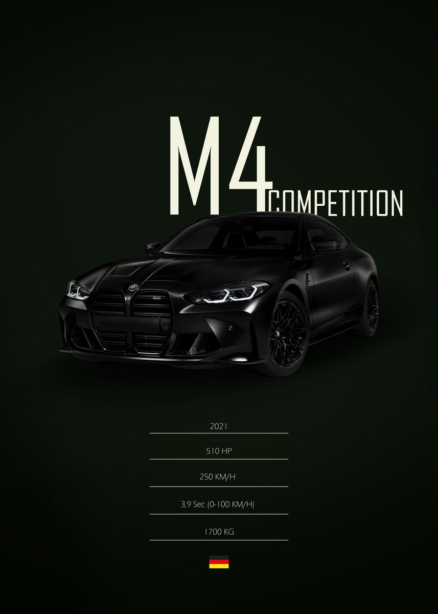 '2021 BMW M4 Competition' Poster, picture, metal print, paint by ...