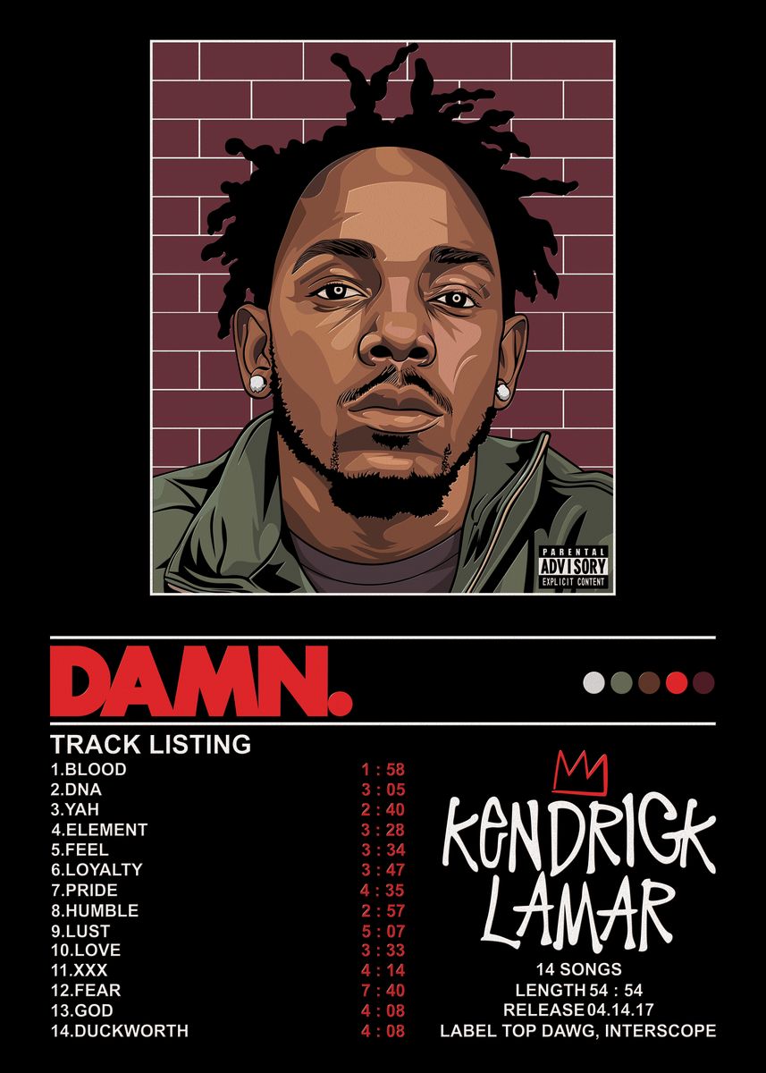 ' DAMN. Album Cover' Poster, picture, metal print, paint by Black Hole ...