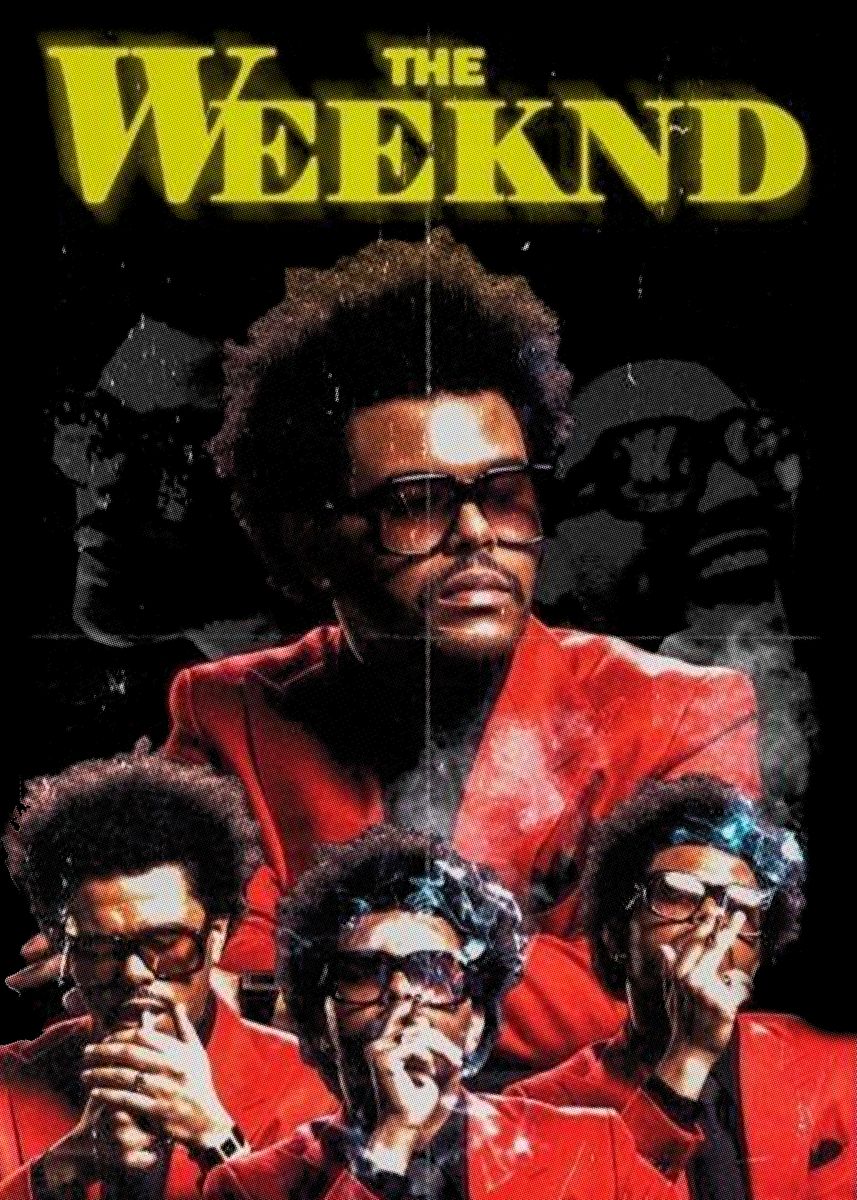 'The Weeknd Collage Retro Poster' Poster, picture, metal print, paint ...