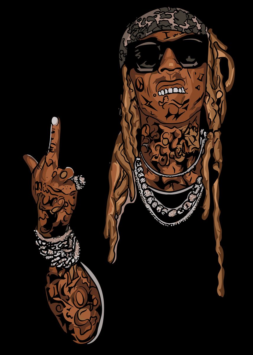 'Lil Wayne Cartoon Portrait' Poster, picture, metal print, paint by ...