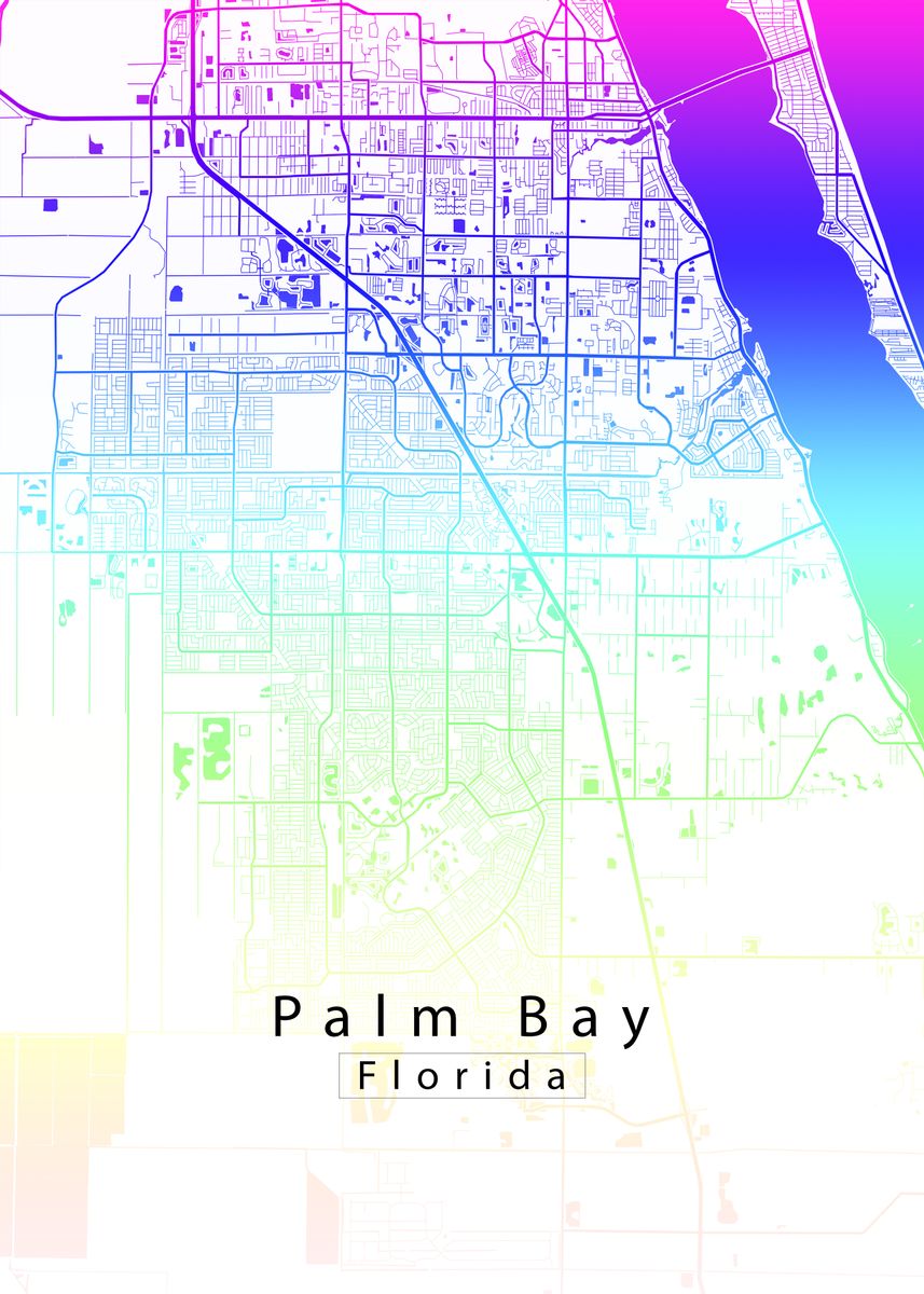 'Palm Bay Florida Map' Poster, picture, metal print, paint by Mapique ...