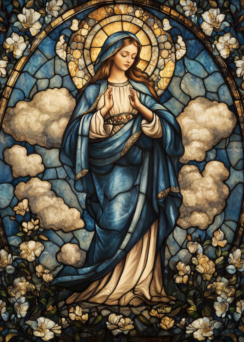 'Stained Glass Virgin Mary' Poster, picture, metal print, paint by ...