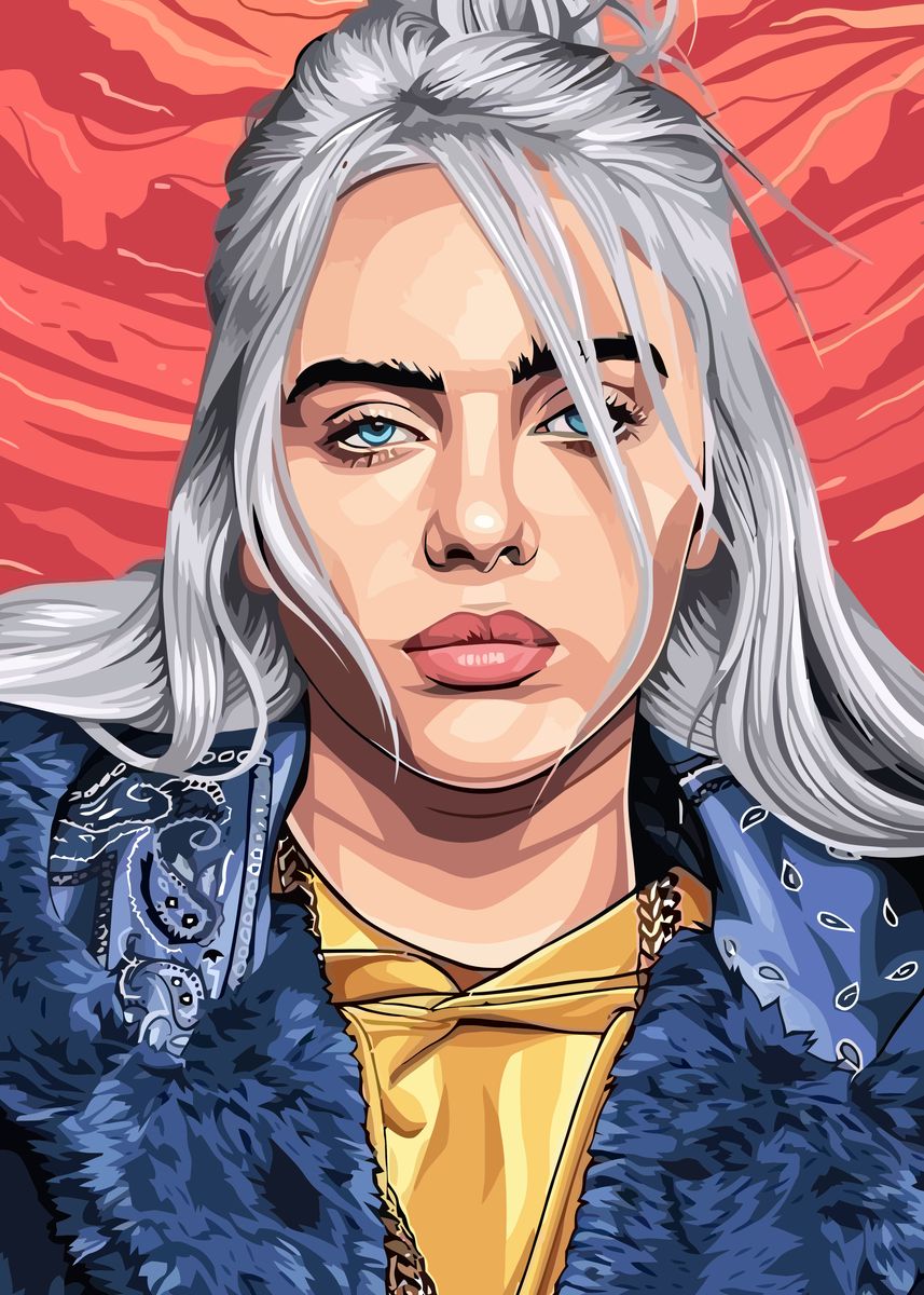 'Billie Eilish Digital Art' Poster, picture, metal print, paint by ...