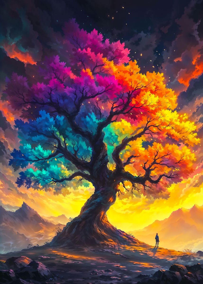 'Tree Color' Poster, picture, metal print, paint by MylesNoh | Displate