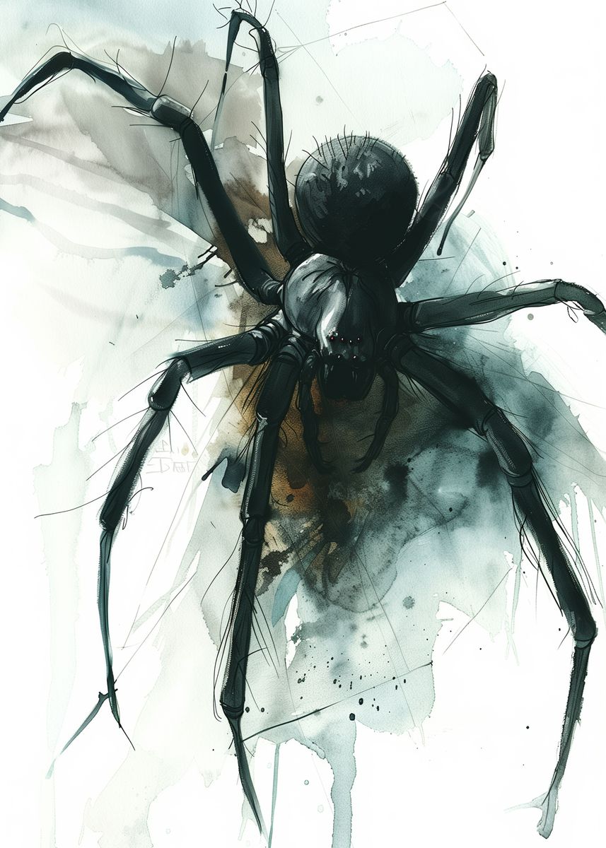 'Watercolor Spider Illustration' Poster, picture, metal print, paint by ...