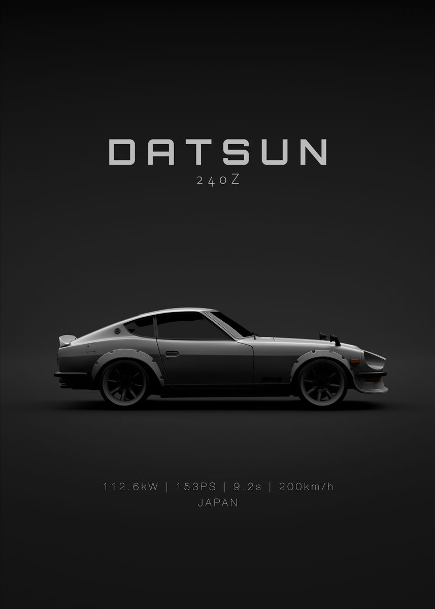 'Datsun 240z - Grey - Specs' Poster, picture, metal print, paint by 21 ...