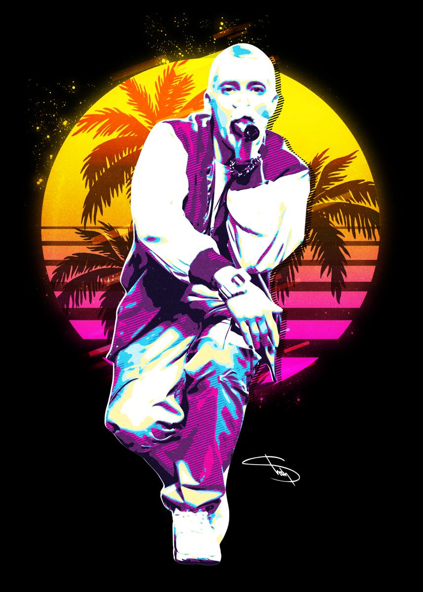 'Eminem 80s Retro Art' Poster, picture, metal print, paint by | Displate