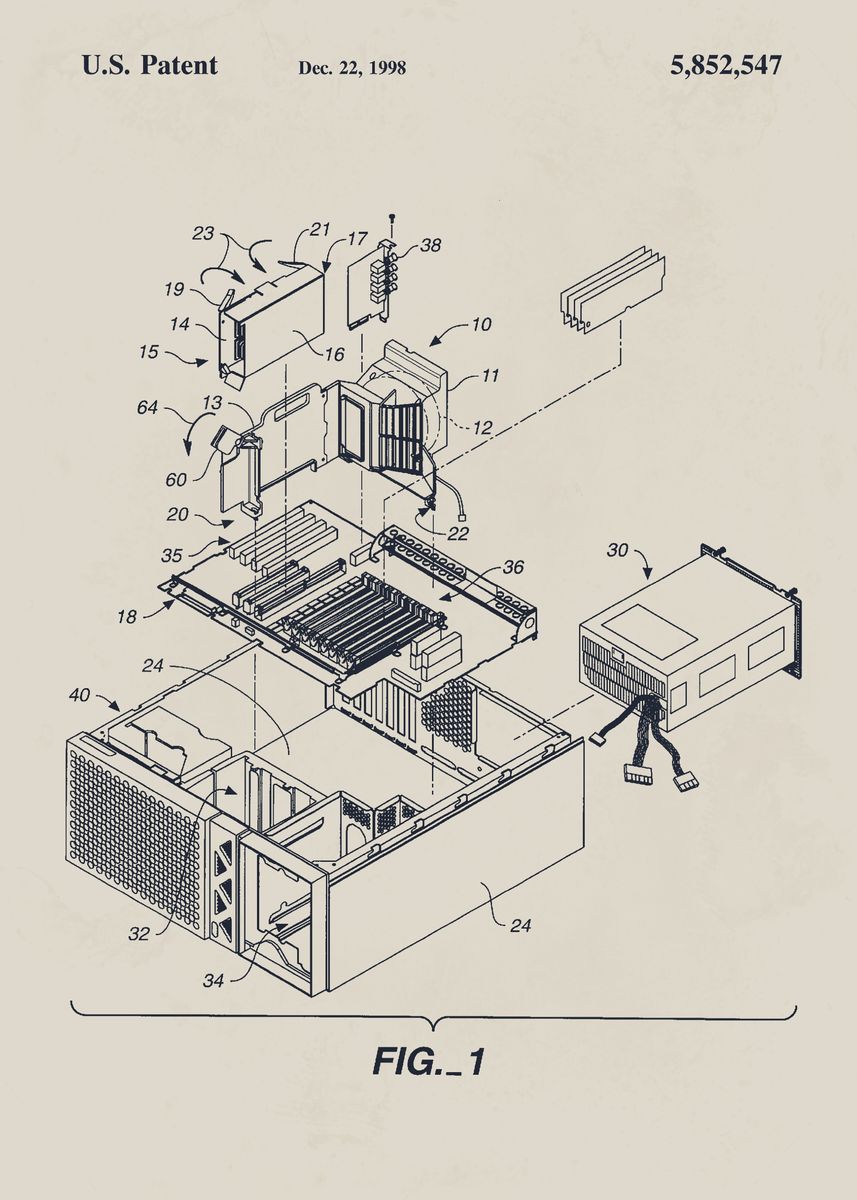 'PC Computer System Patent ' Poster, picture, metal print, paint by ...