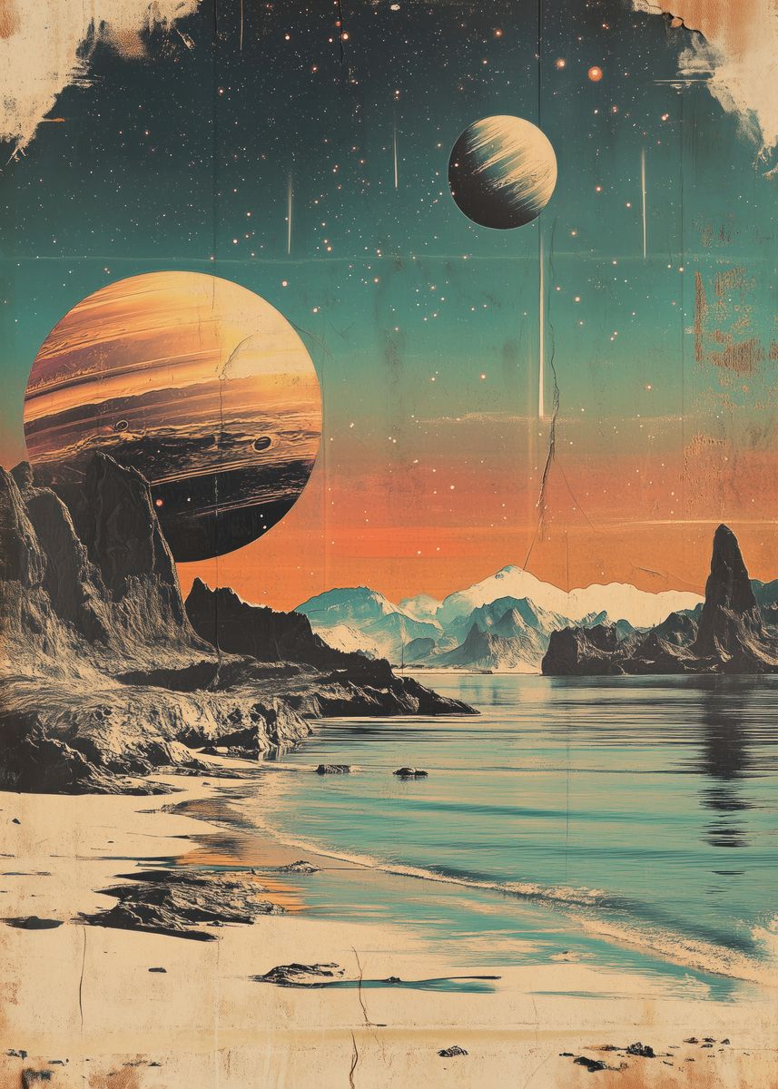 'Cosmic Beachscape' Poster, picture, metal print, paint by Usama Design ...
