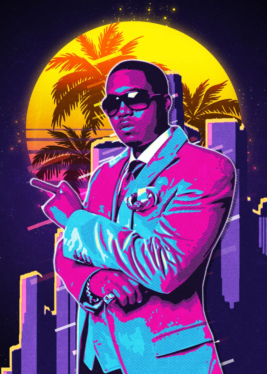 'Nas Rapper 80s Retro Portrait' Poster, picture, metal print, paint by ...