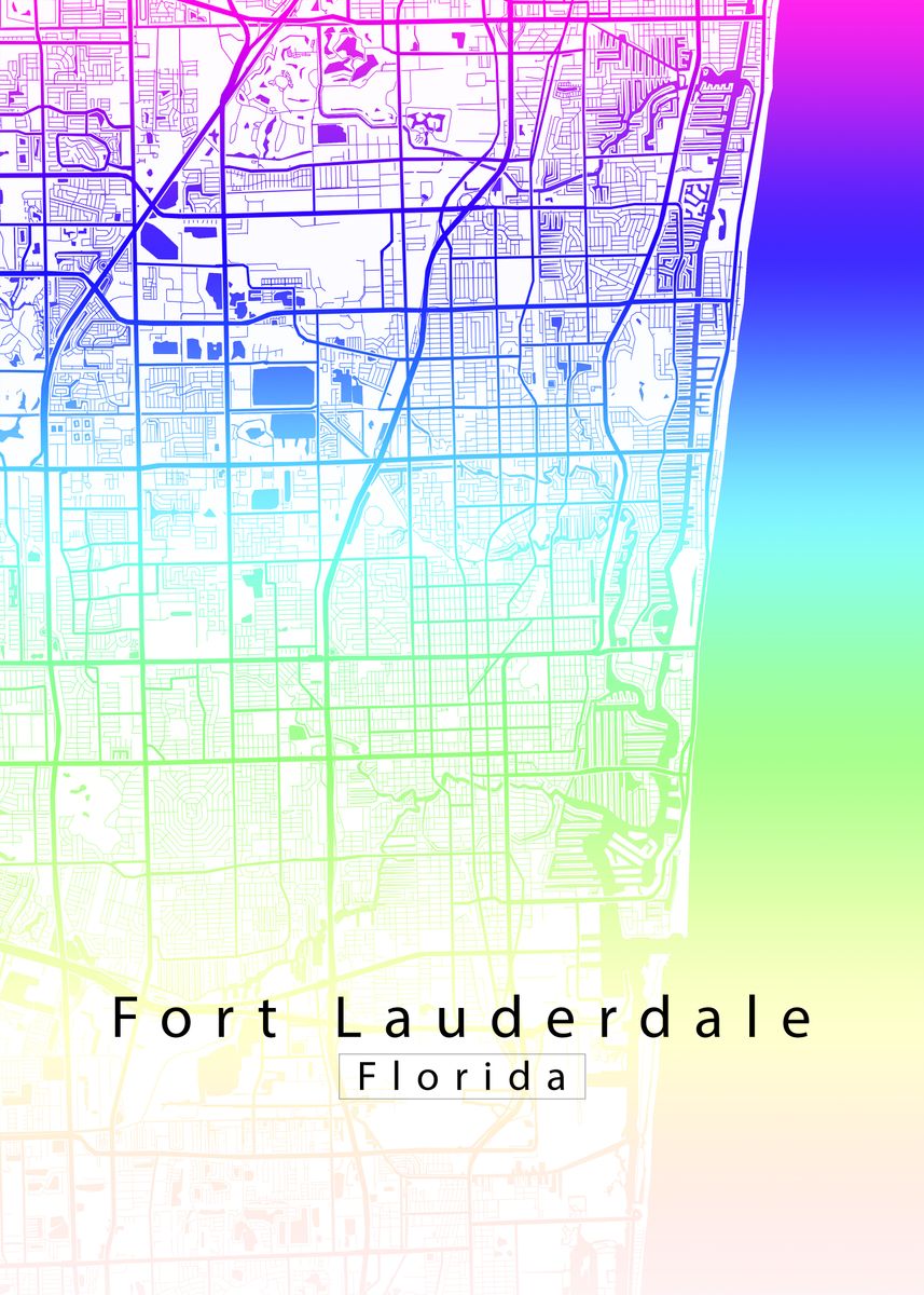 'Fort Lauderdale City Map' Poster, picture, metal print, paint by ...