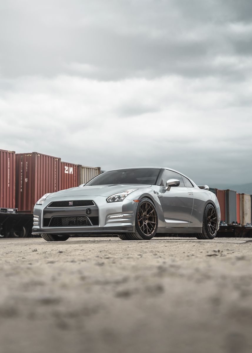 'Silver Nissan GT-R' Poster, picture, metal print, paint by RevArt ...