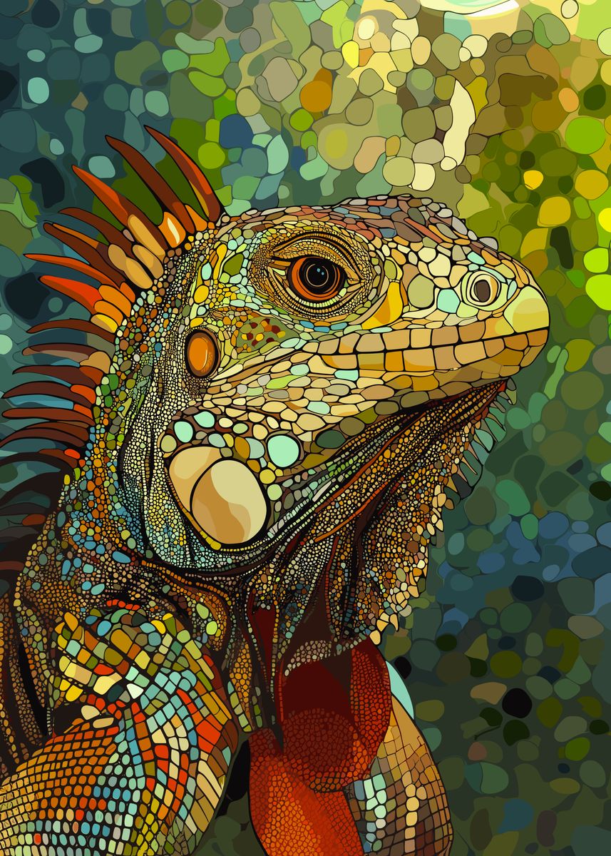 'Iguana Portrait' Poster, picture, metal print, paint by Omar Kanan ...