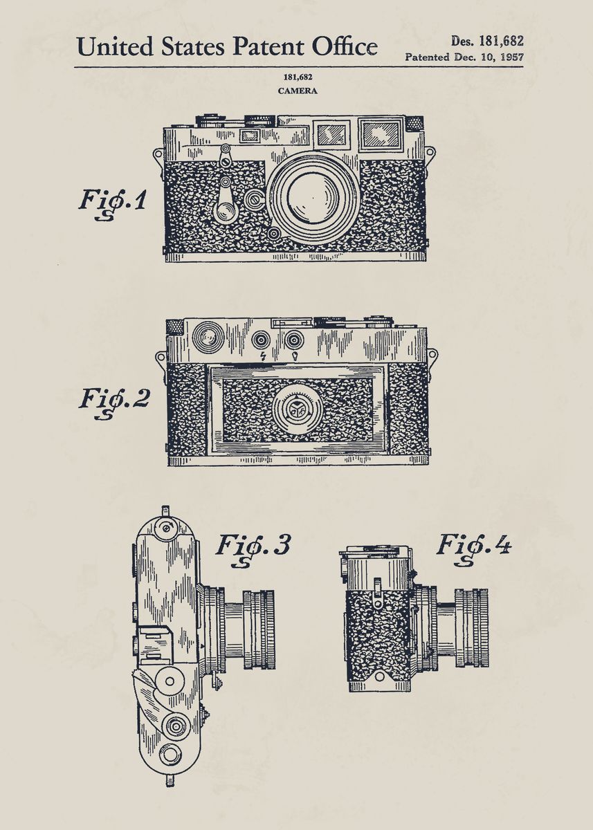 'Leica Camera Patent Illustration' Poster, picture, metal print, paint ...