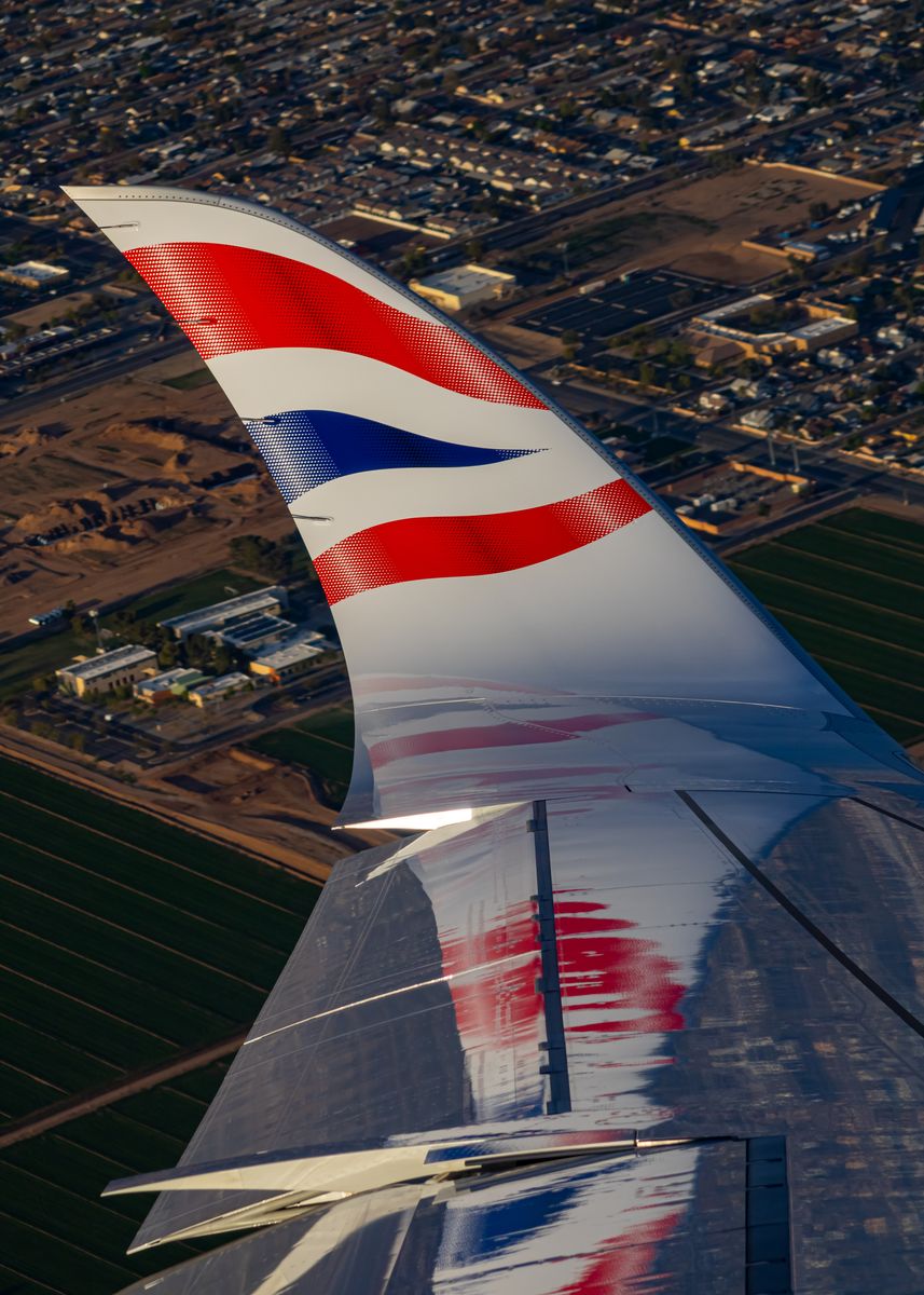 'British Airways A350-100 Wing' Poster, picture, metal print, paint by ...