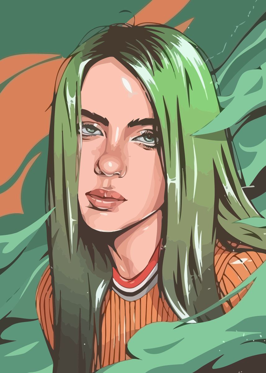 'Billie Eilish Digital Art' Poster, picture, metal print, paint by ...