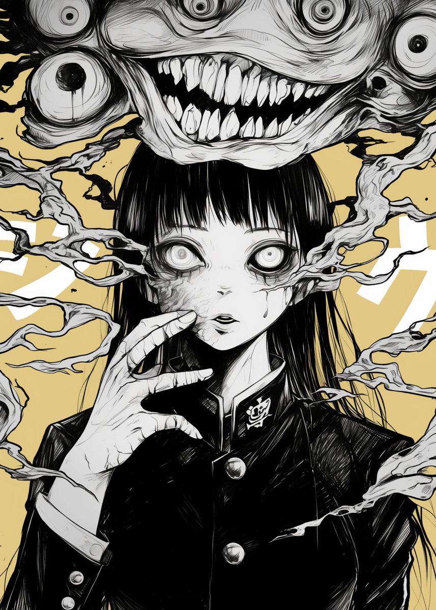 'Horror Anime Girl' Poster, picture, metal print, paint by Sumi Kurai ...