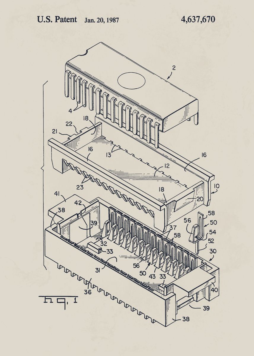 'Dual in-line package carrier assembly Patent Drawing of Electronic ...