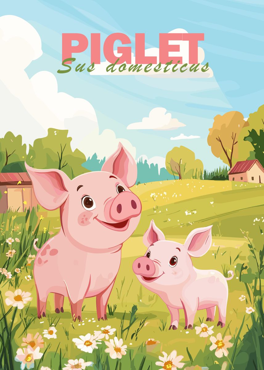 'Piglet Illustration' Poster, picture, metal print, paint by Qreative ...