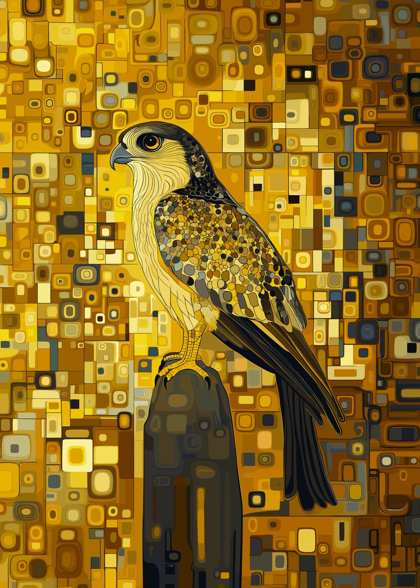 'Golden Falcon Gustav Klimt Style' Poster, picture, metal print, paint ...