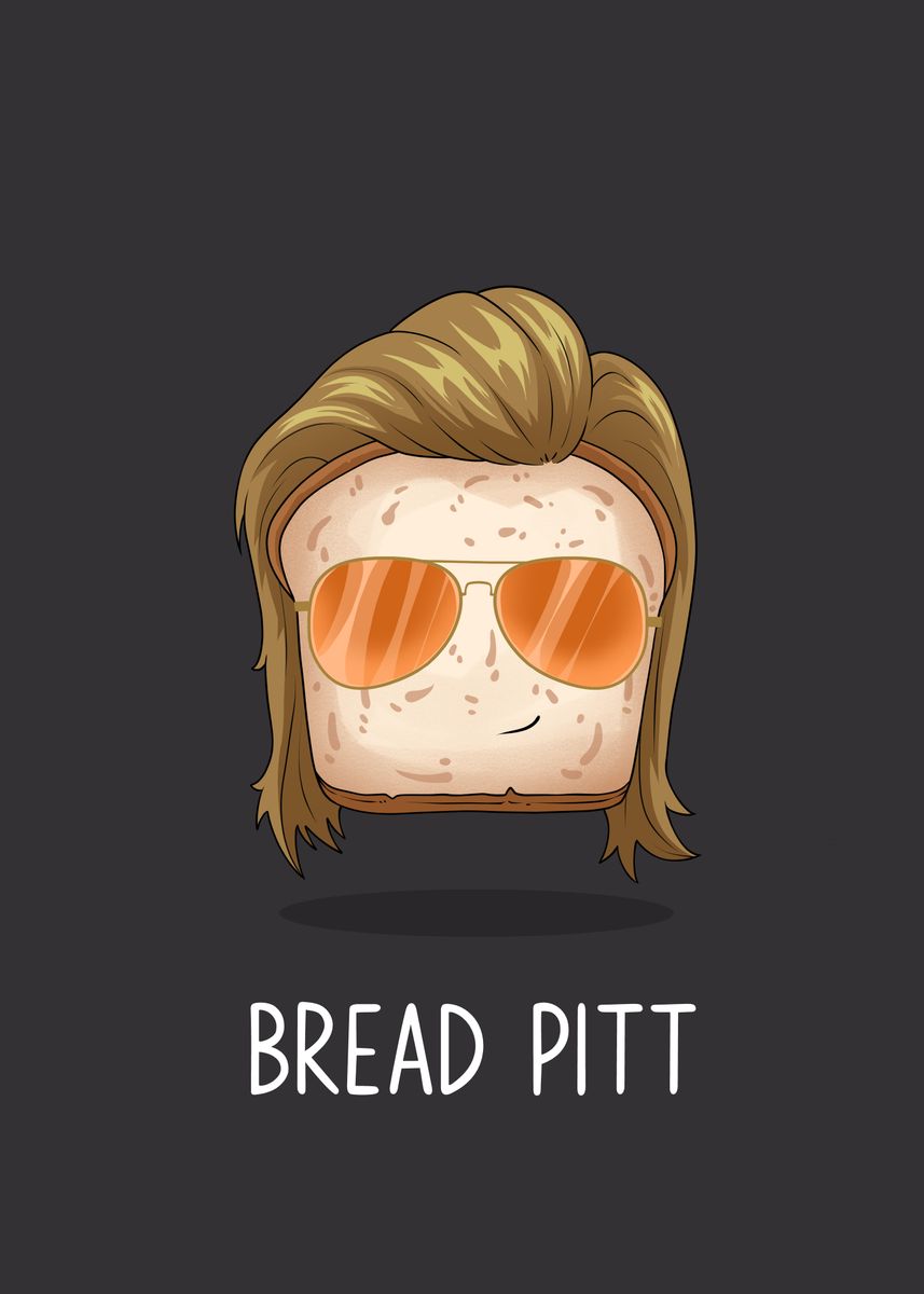 'Bread Pitt Illustration' Poster, picture, metal print, paint by Autophil | Displate