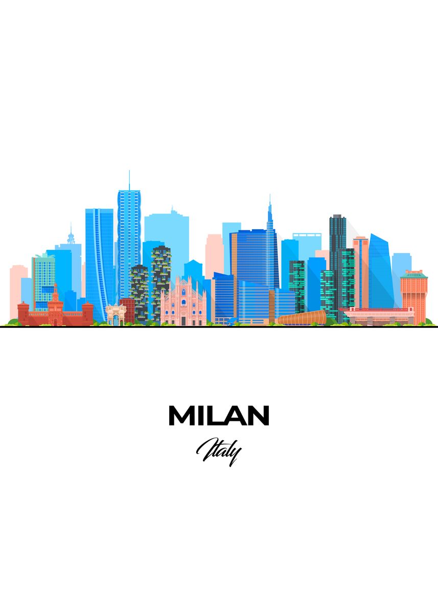 'Milan Skyline Illustration' Poster, picture, metal print, paint by Conceptual Photography ...
