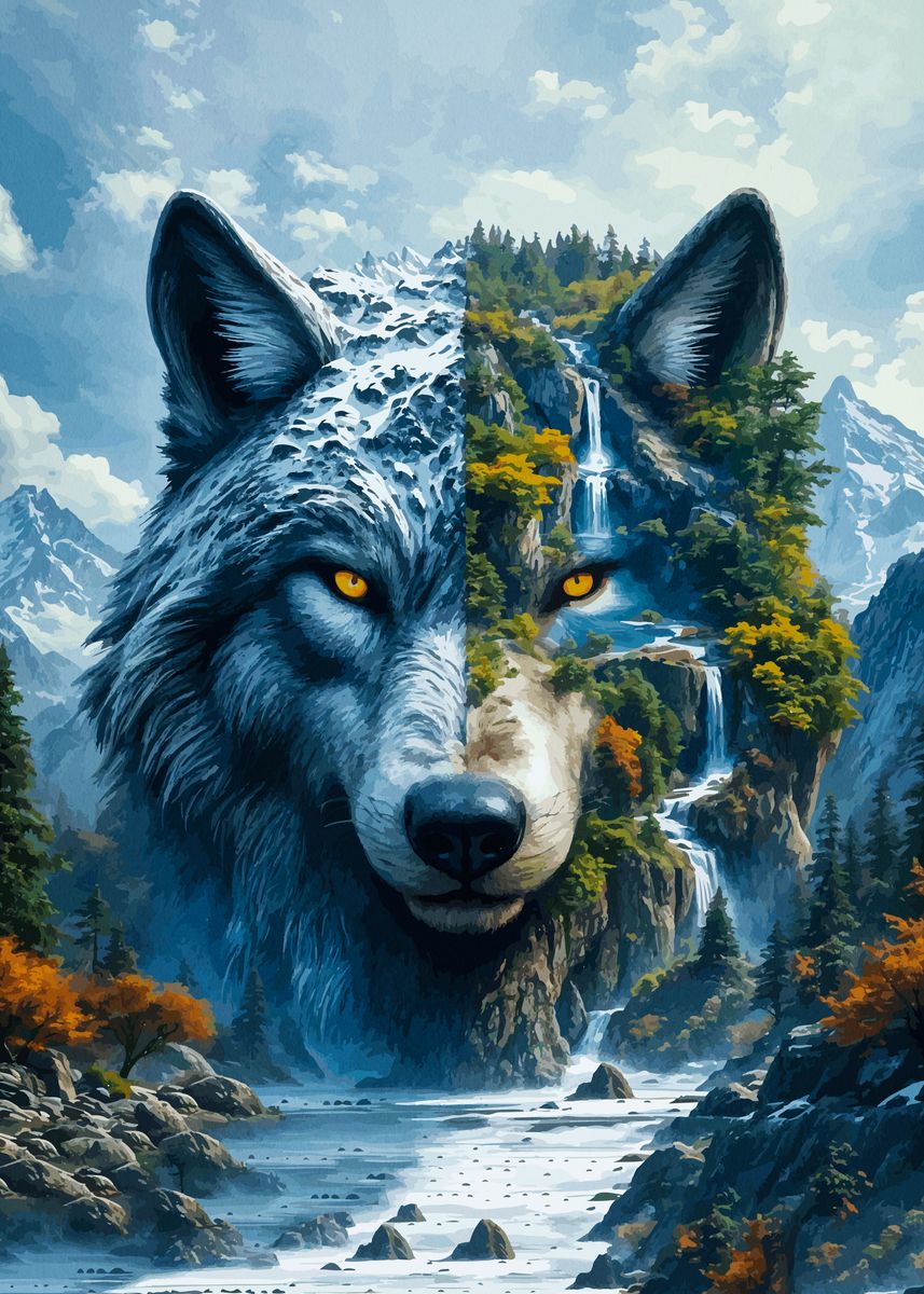 'Wolf Mountain Landscape' Poster, picture, metal print, paint by ...