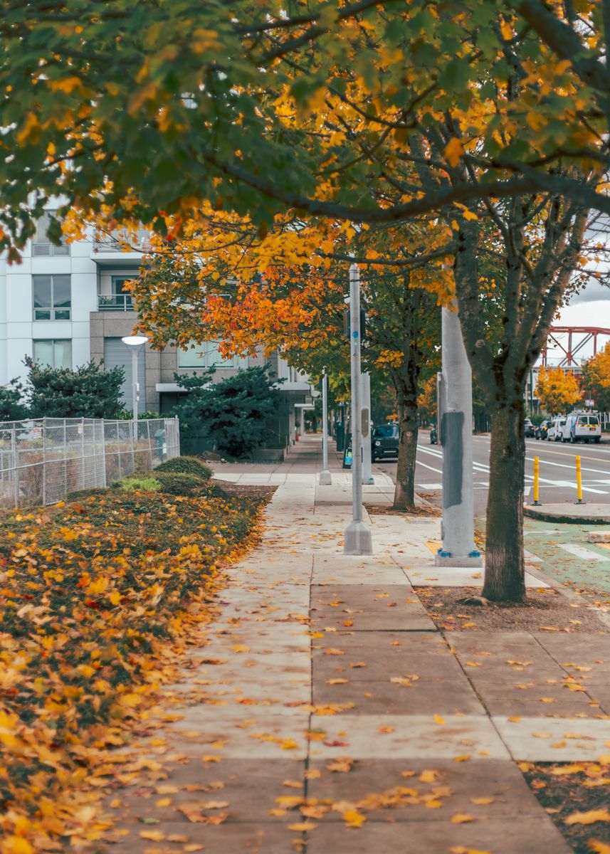 'Autumn Sidewalk' Poster, picture, metal print, paint by Hannah Kemp ...