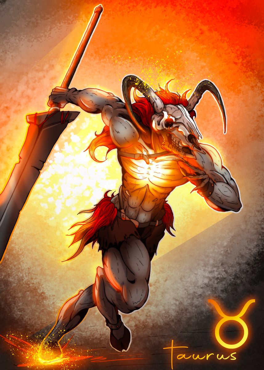 'Taurus Zodiac Warrior' Poster, picture, metal print, paint by Albe ...