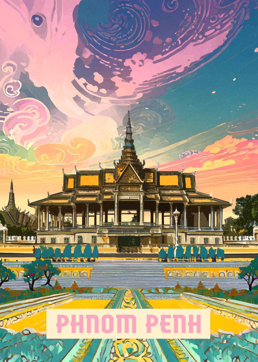 'Phnom Penh' Poster, picture, metal print, paint by Bo Kev | Displate